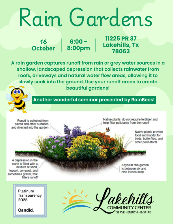 Rain Gardens Workshop - Lakehills Community Center
